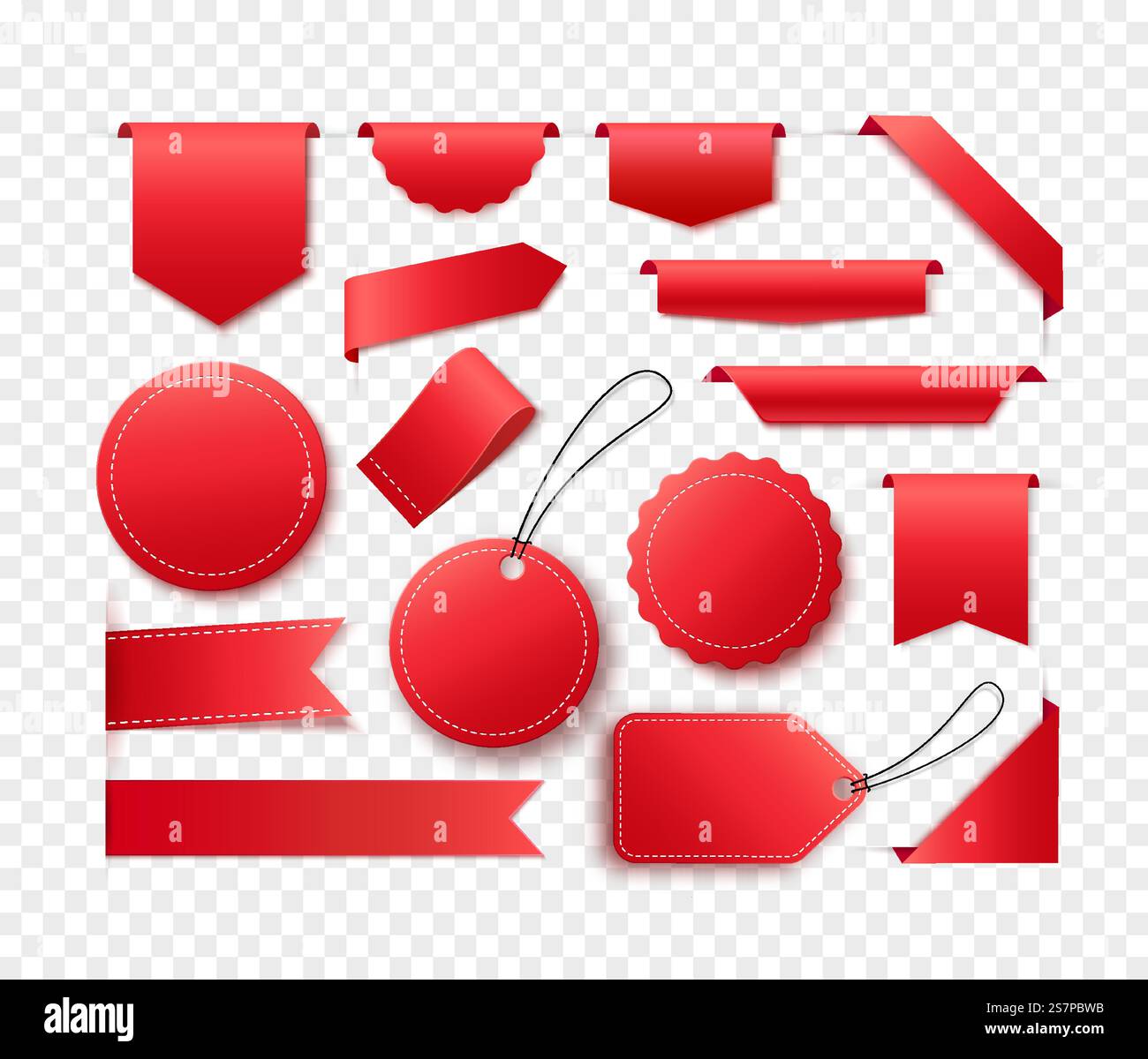 Blank red tags isolated. 3d labels. Vector illustration. Blank red tags ...