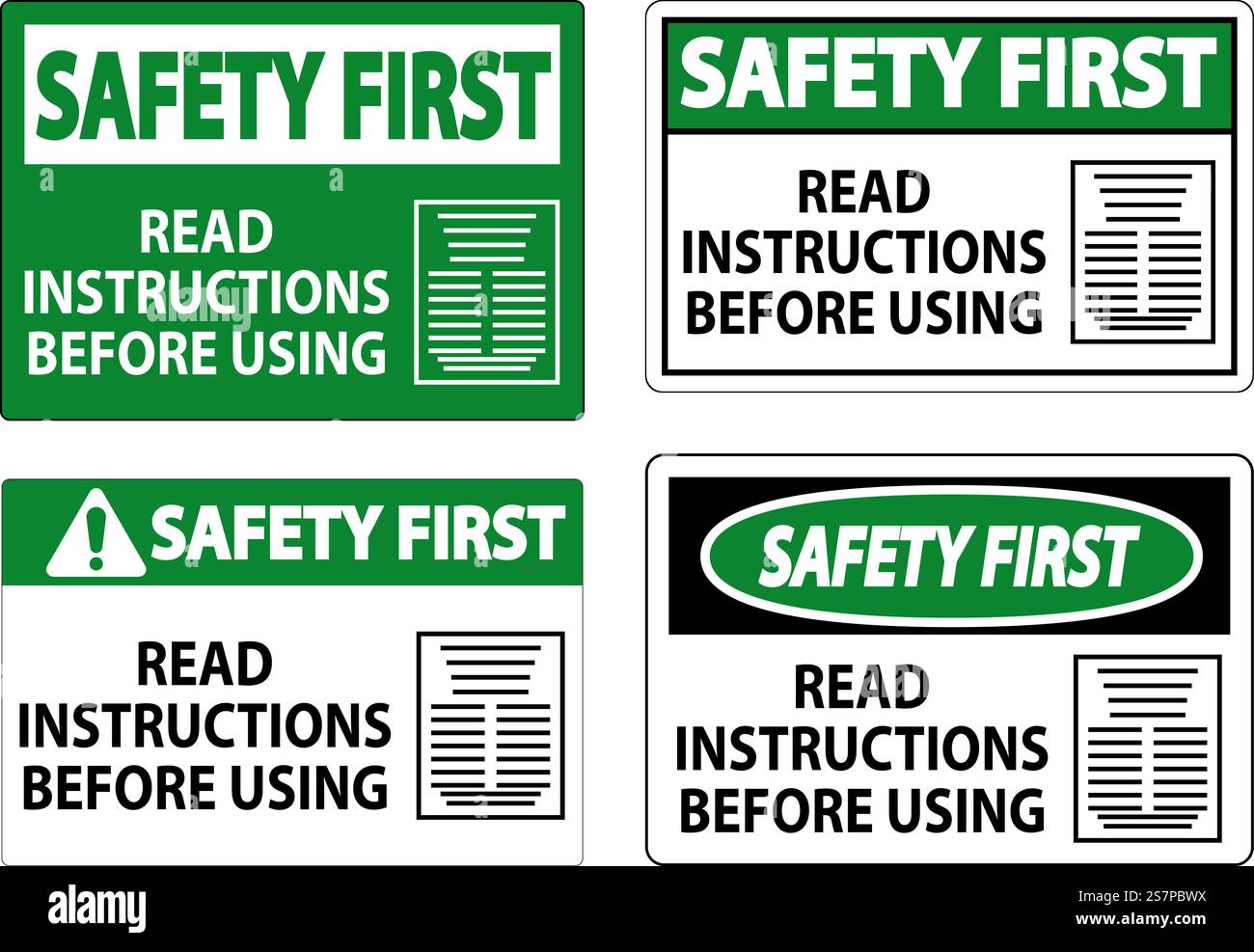 Safety First Machine Sign Read Instructions Before Using Stock Vector ...
