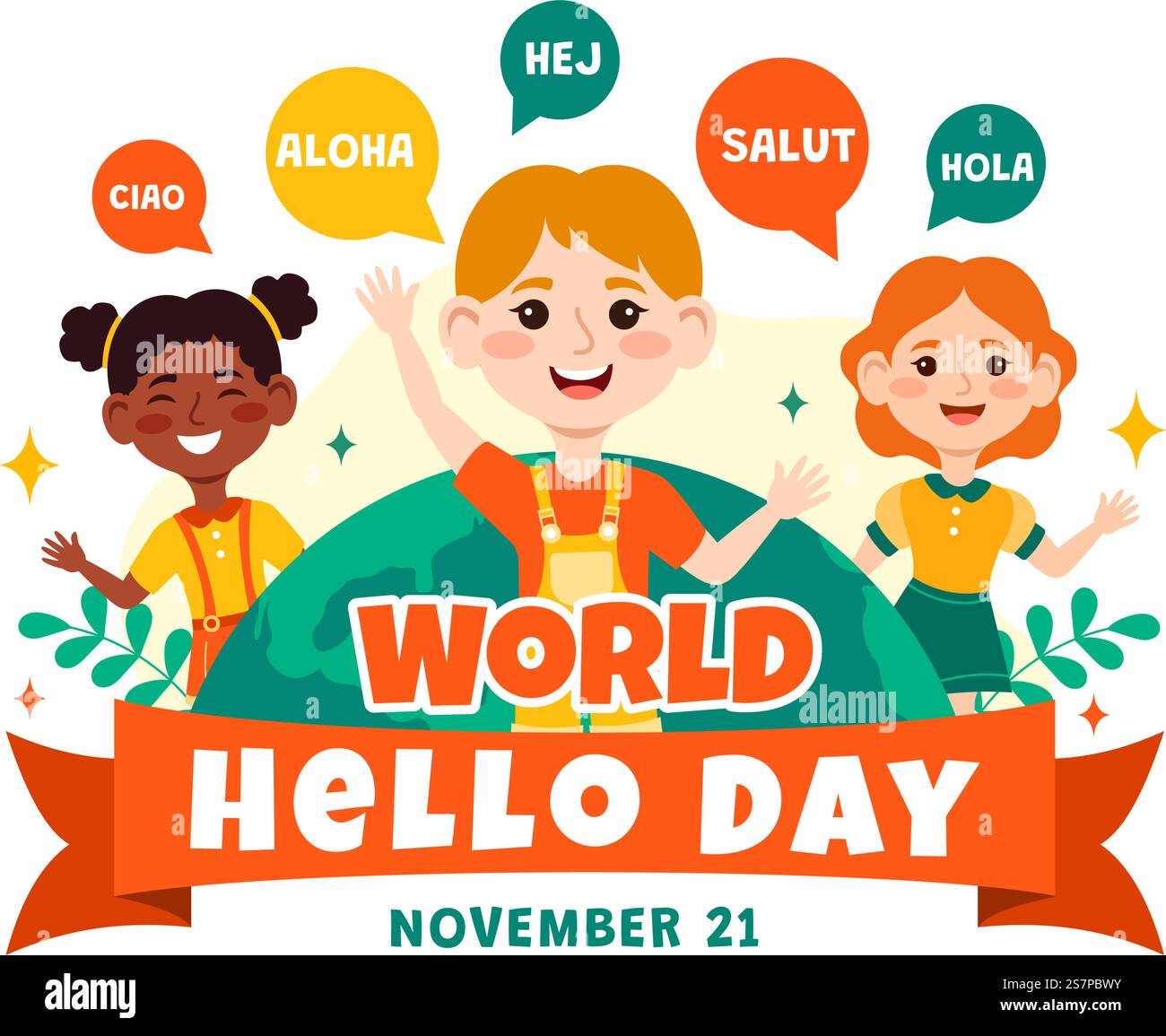 World Hello Day Vector Illustration on November 21 of Speech Bubbles ...