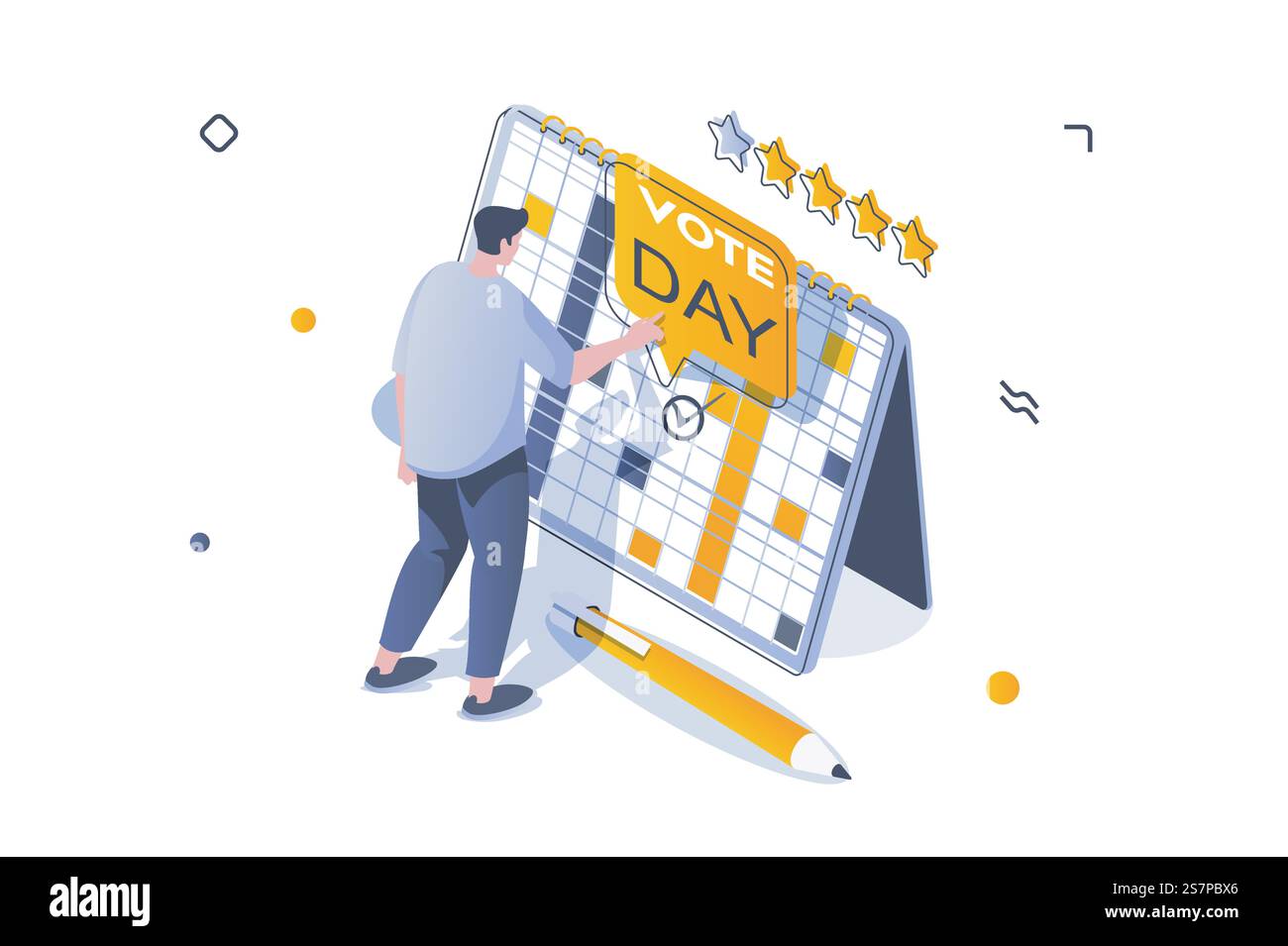 Election and voting concept in 3d isometric design. Man voter marks ...