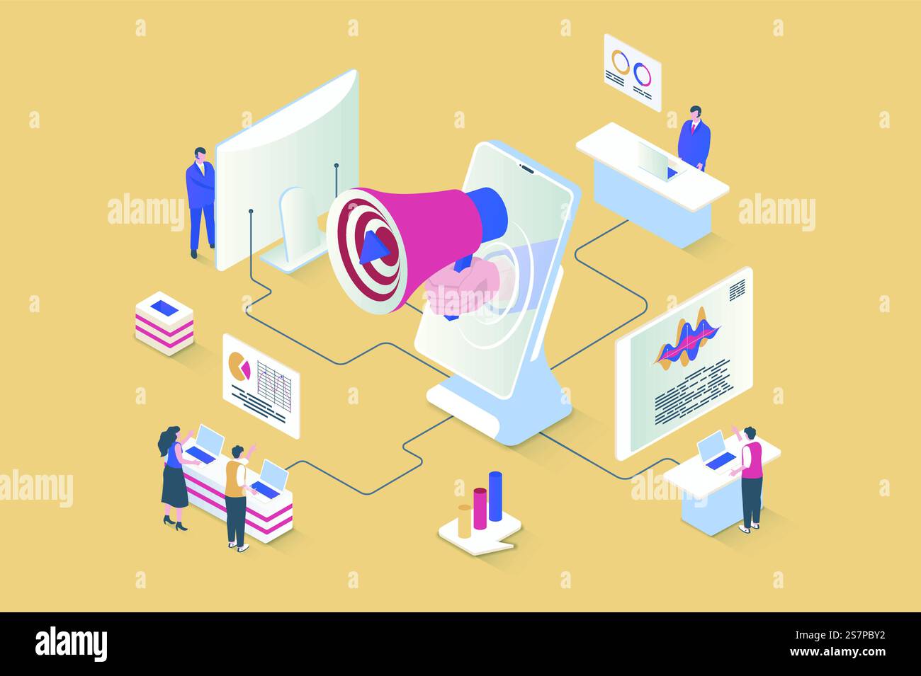 Digital marketing concept in 3d isometric design. Online promotion and ...