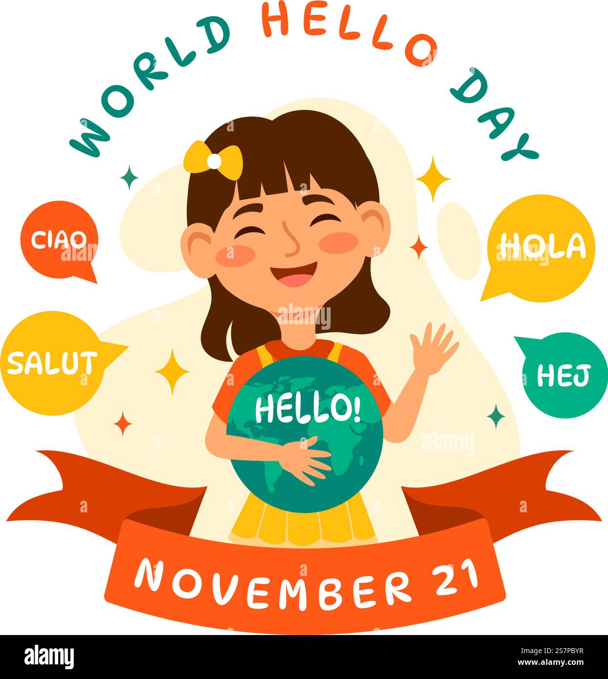World Hello Day Vector Illustration on November 21 of Speech Bubbles ...