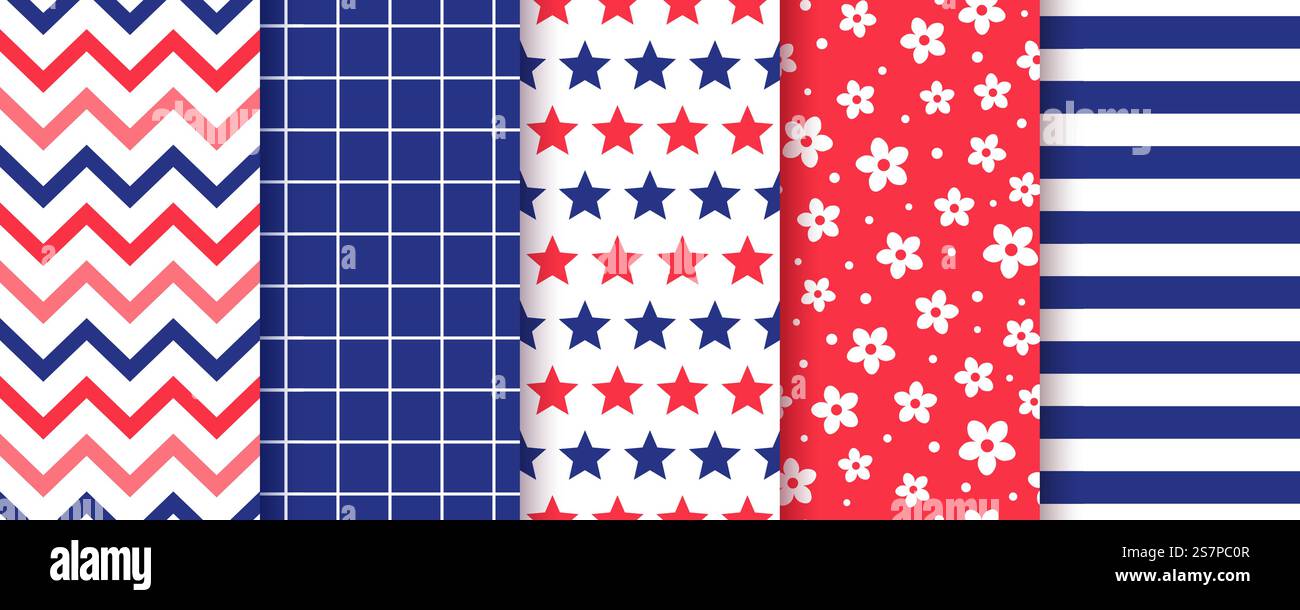 American seamless pattern. 4th July patriotic backgrounds. Happy ...