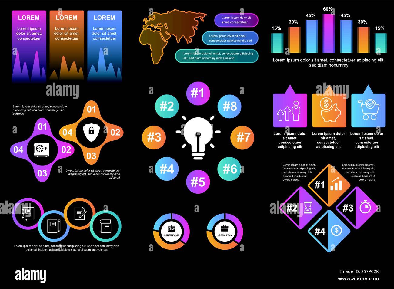 Set of infographic elements data visualization vector design template ...
