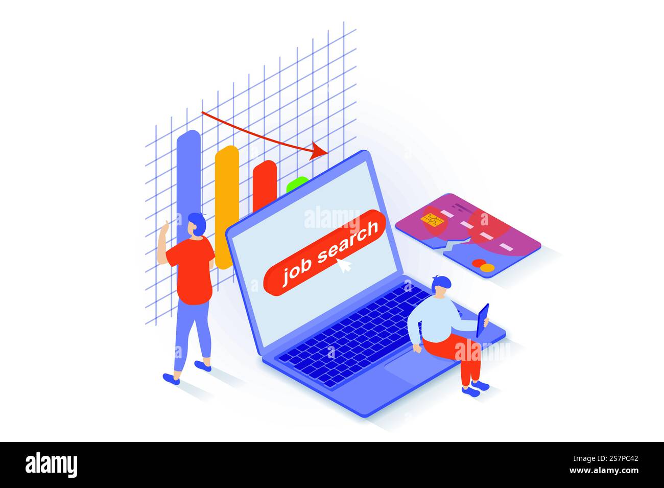 Unemployment and crisis concept in 3d isometric design. People fired ...