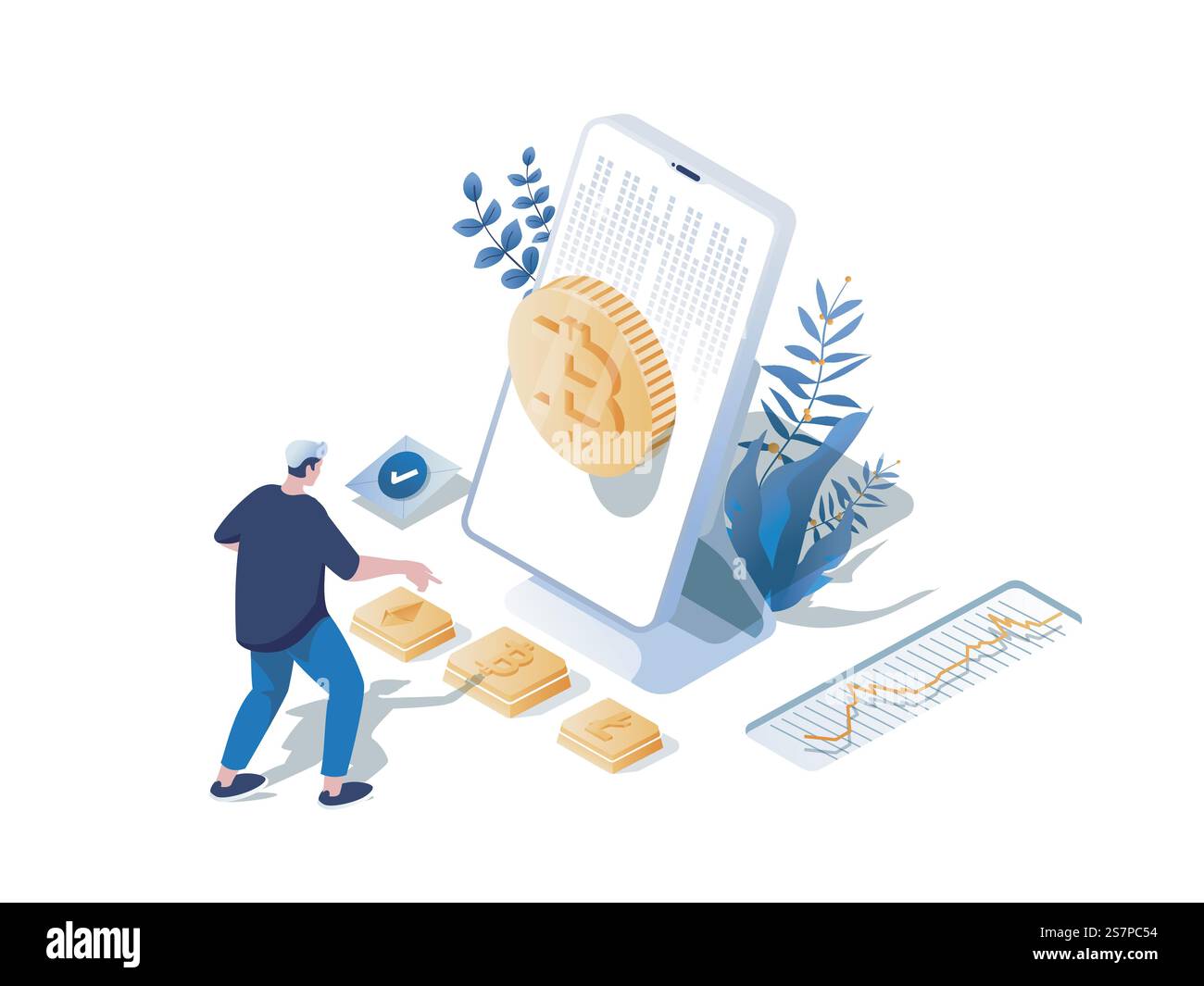 Cryptocurrency concept 3d isometric web scene people mining crypto money hi-res stock ...