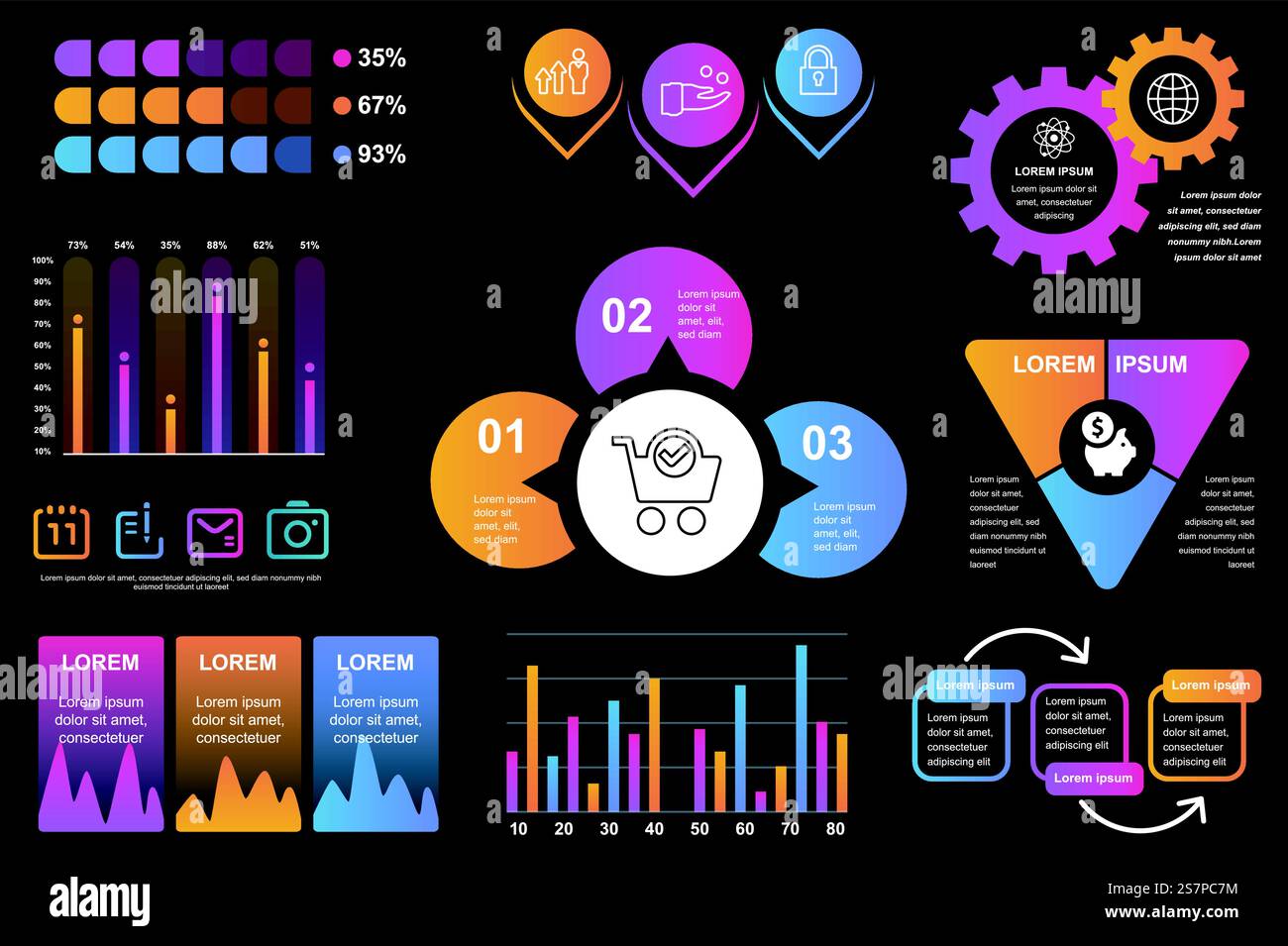 Set of infographic elements data visualization vector design template. Can be used for steps ...
