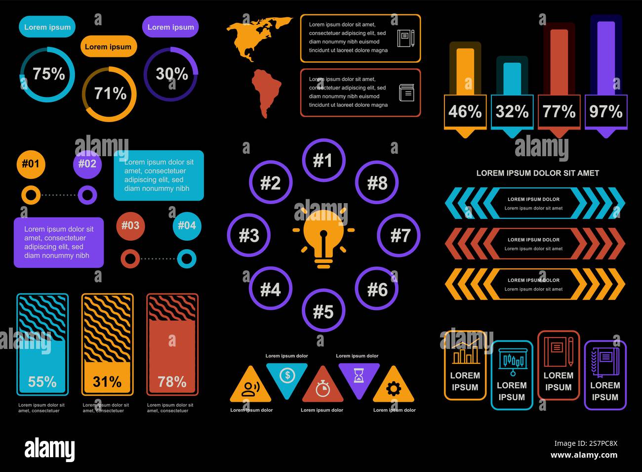 Set of infographic elements data visualization vector design template ...