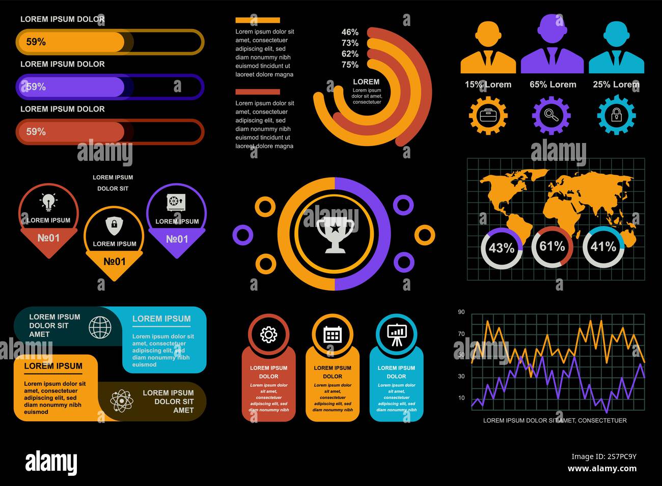 Set of infographic elements data visualization vector design template. Can be used for steps ...