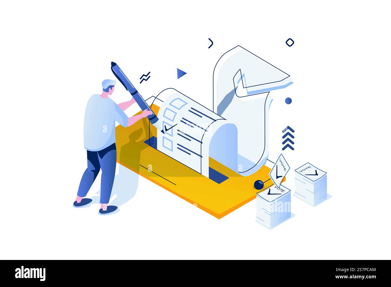 Election and voting concept in 3d isometric design. Man voter chooses ...