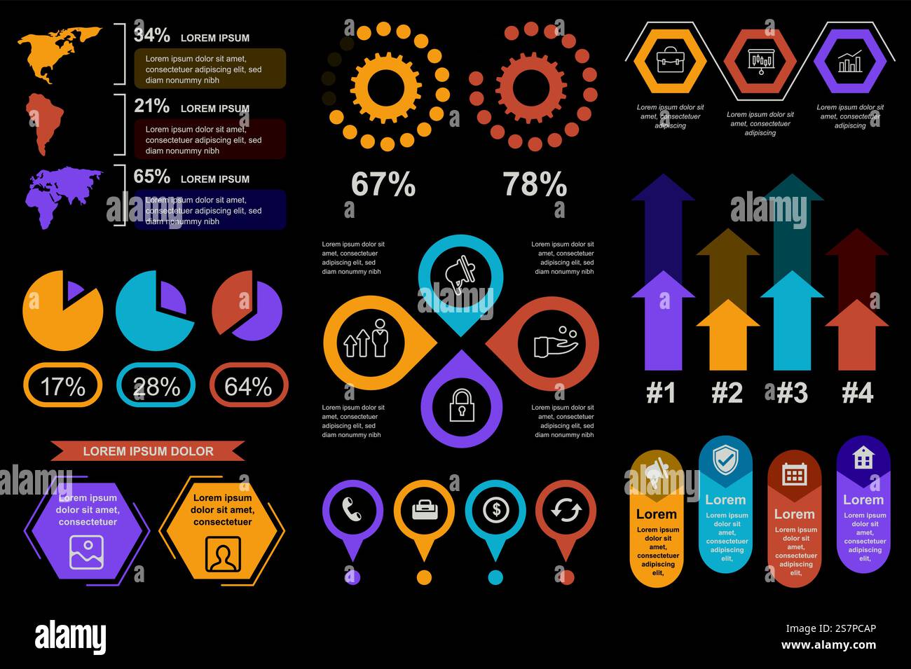 Set of infographic elements data visualization vector design template ...