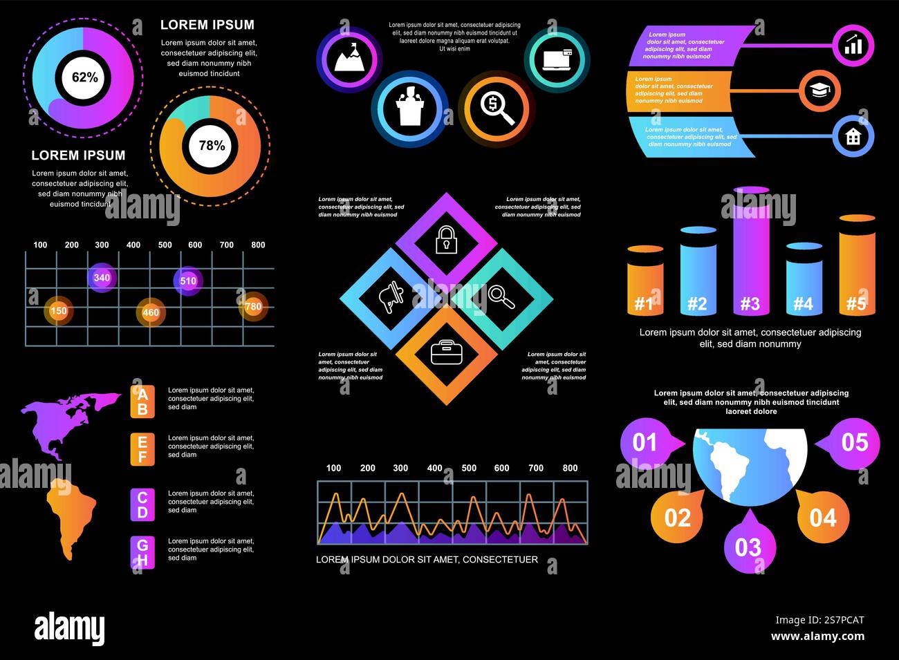 Set of infographic elements data visualization vector design template ...