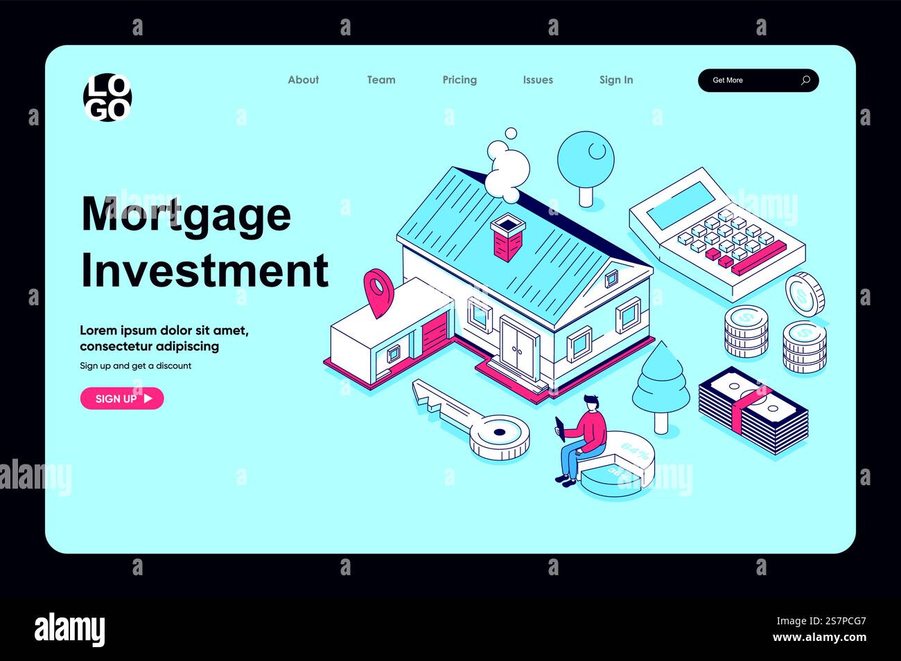 Mortgage investment concept in 3d isometric design for landing page ...