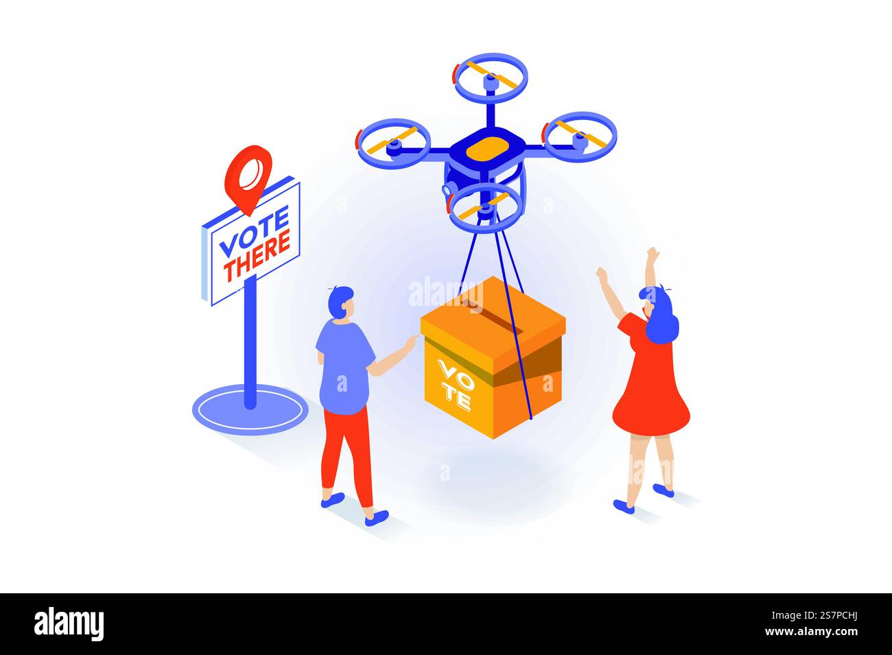 Election and voting concept in 3d isometric design. People work the ...