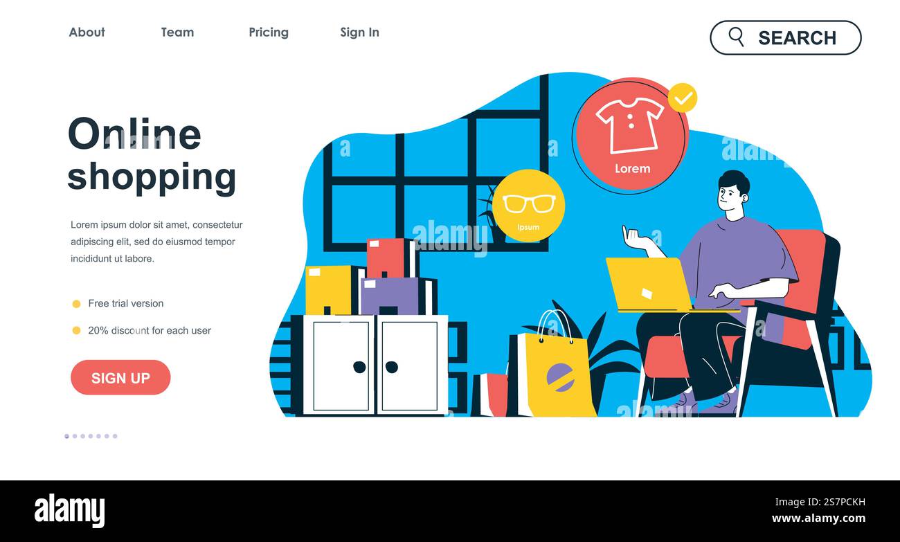 Online shopping concept for landing page template. Customer choosing ...