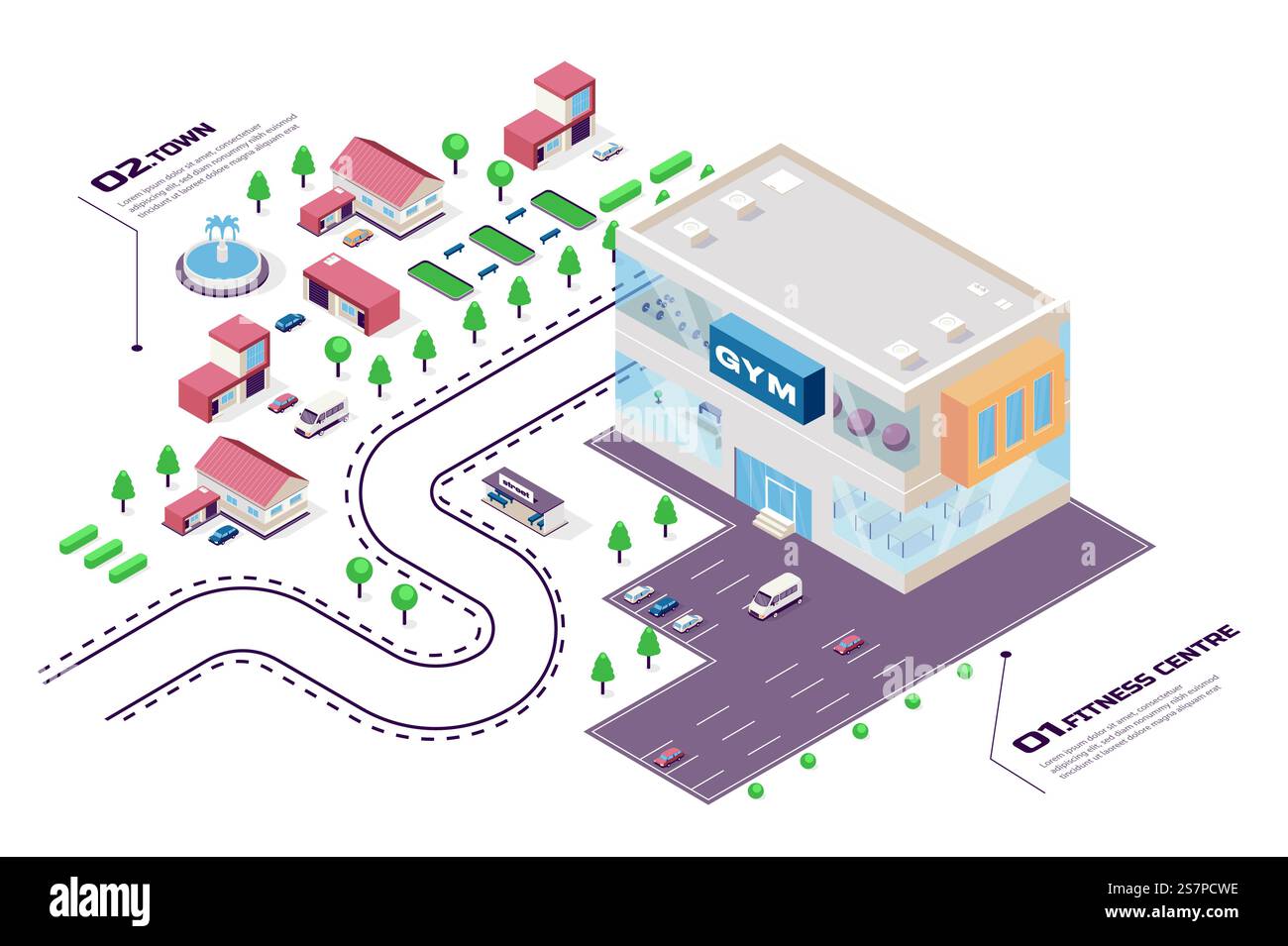 Fitness gym concept 3d isometric web infographic workflow process ...
