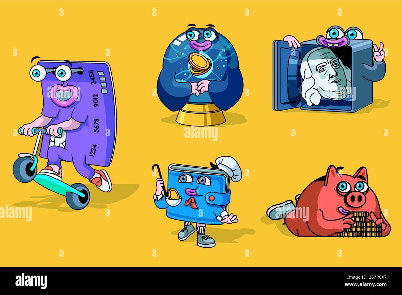 Finance concept with 3d cute cartoon characters set. Funny avatars of ...