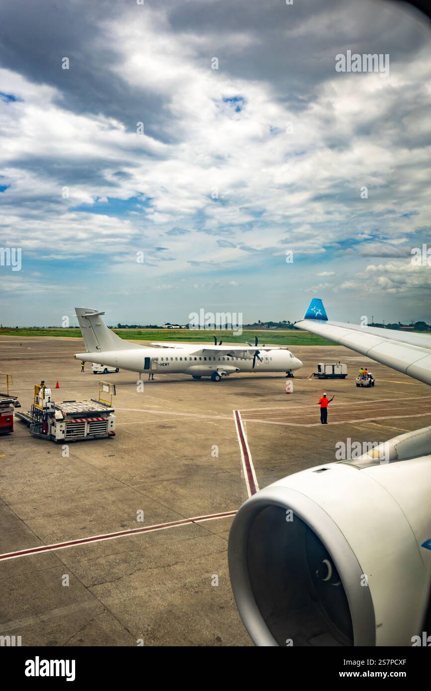 Bustling activity in the Port-au-Prince airport, with a Spirit Airline ...
