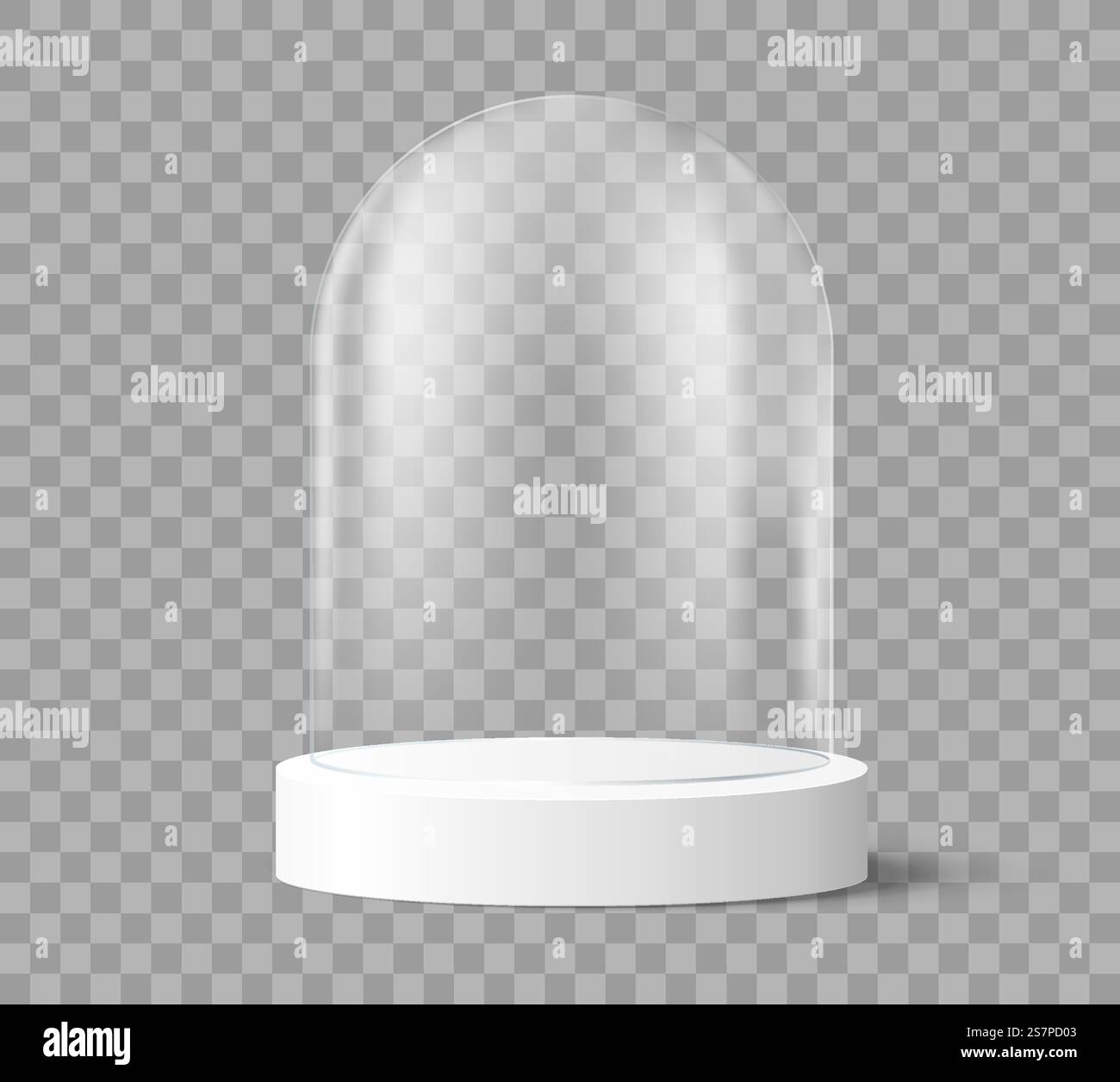 Glass dome on round base. Vector illustration. Glass dome on round base ...