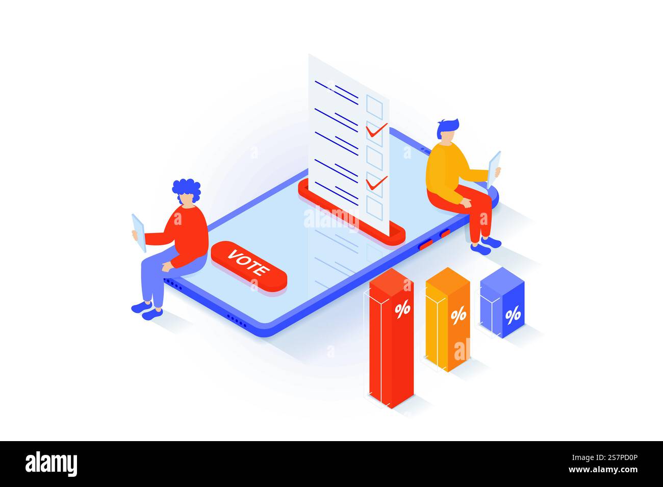 Election and voting concept in 3d isometric design. People vote in ...