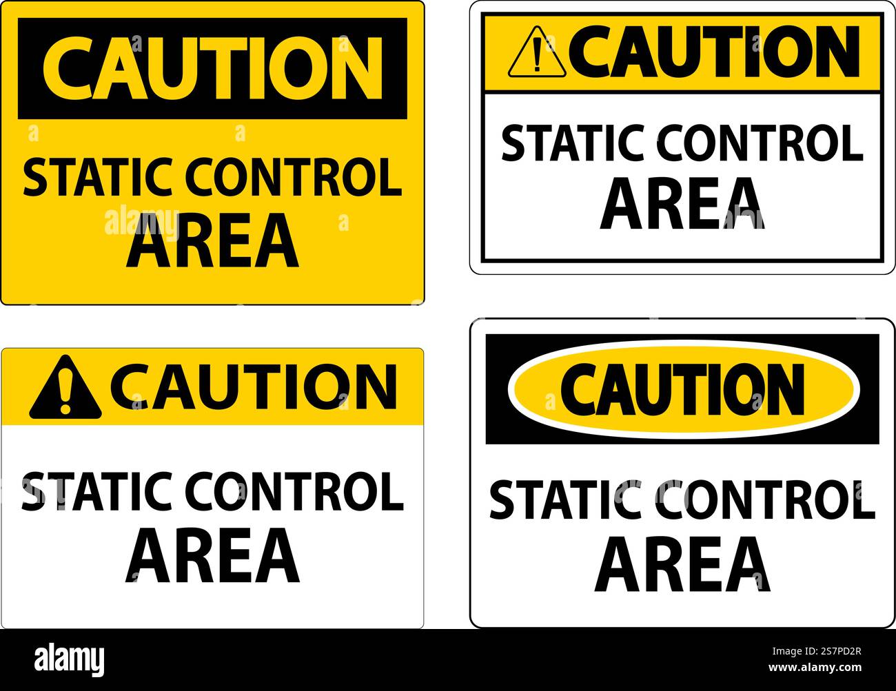 Caution Sign Static Control Area Stock Vector Image & Art - Alamy