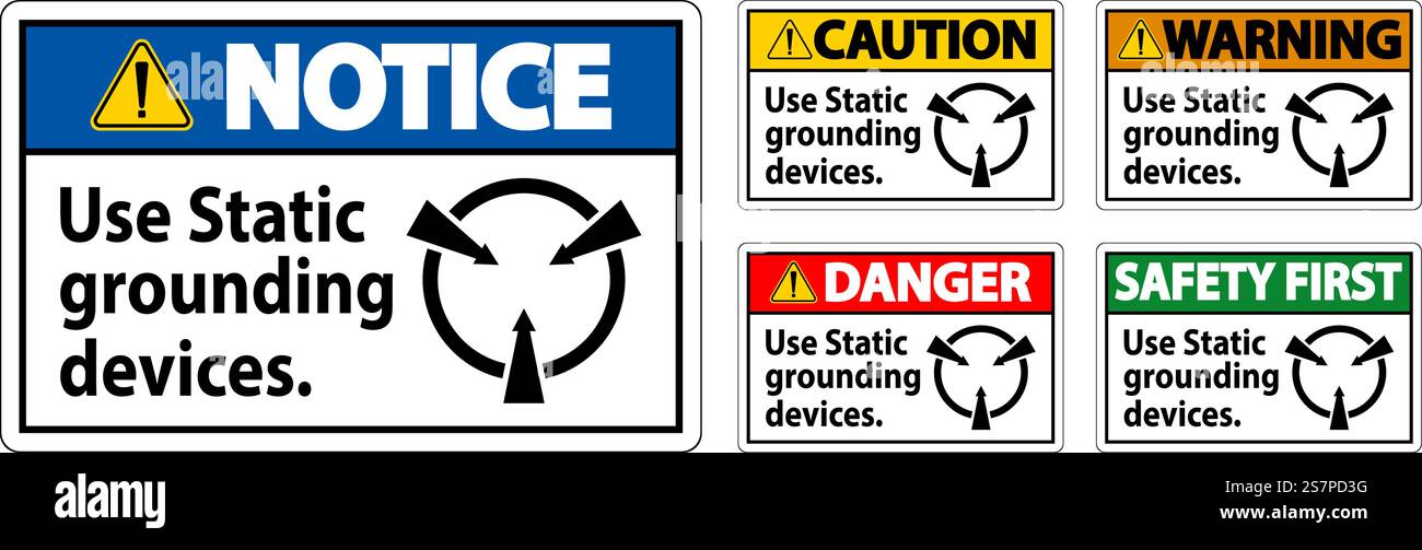 Warning Sign Use Static Grounding Devices Stock Vector Image & Art - Alamy