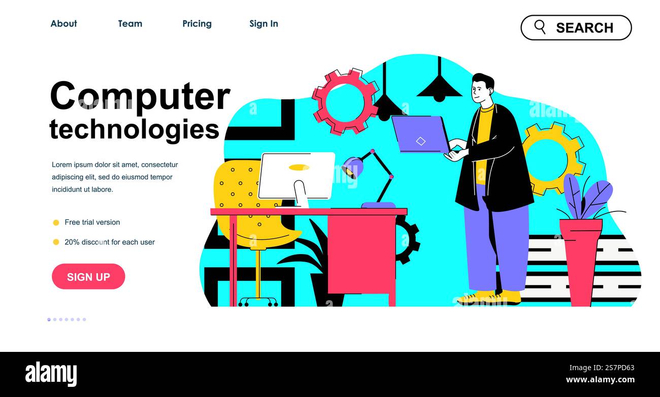 Computer technologies concept for landing page template. Developer ...