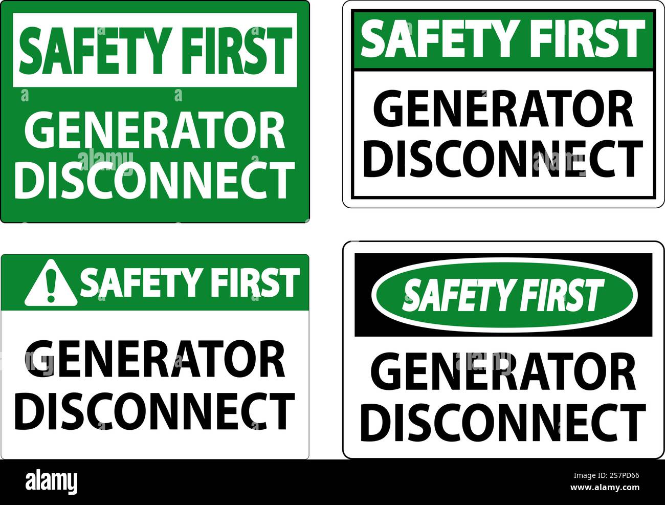 Safety First Sign Generator Disconnect Stock Vector Image & Art - Alamy