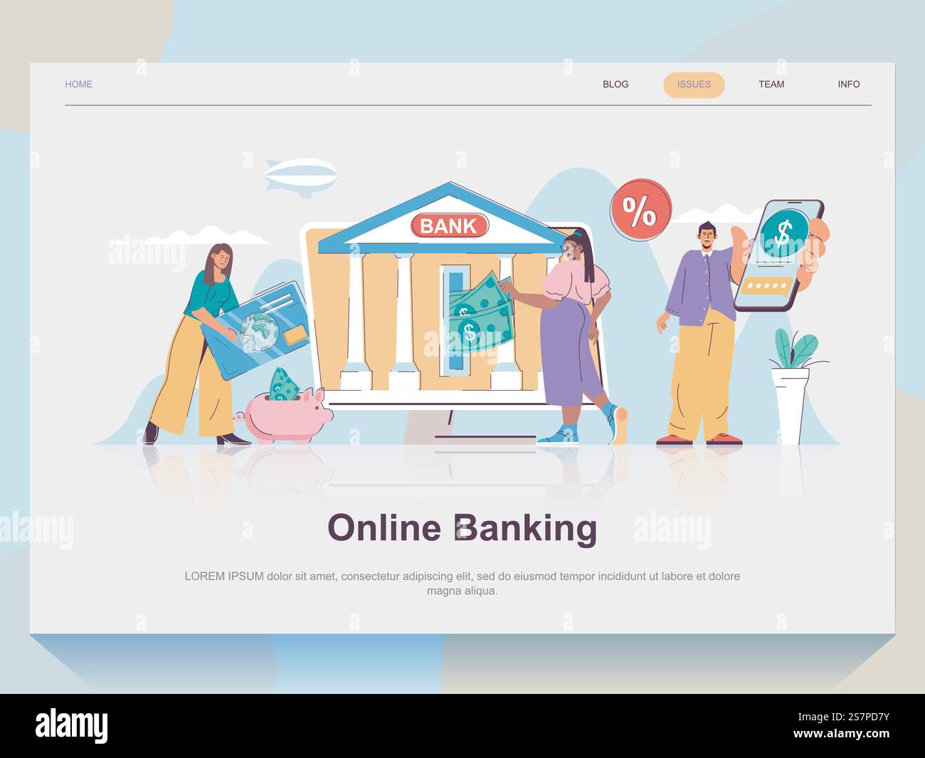 Online banking web concept for landing page in flat design. Man and ...