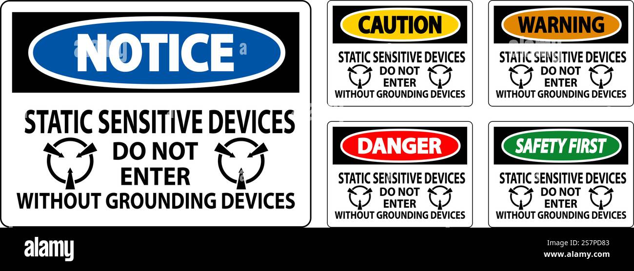 Caution Sign Static Sensitive Devices Do Not Enter Without Grounding ...