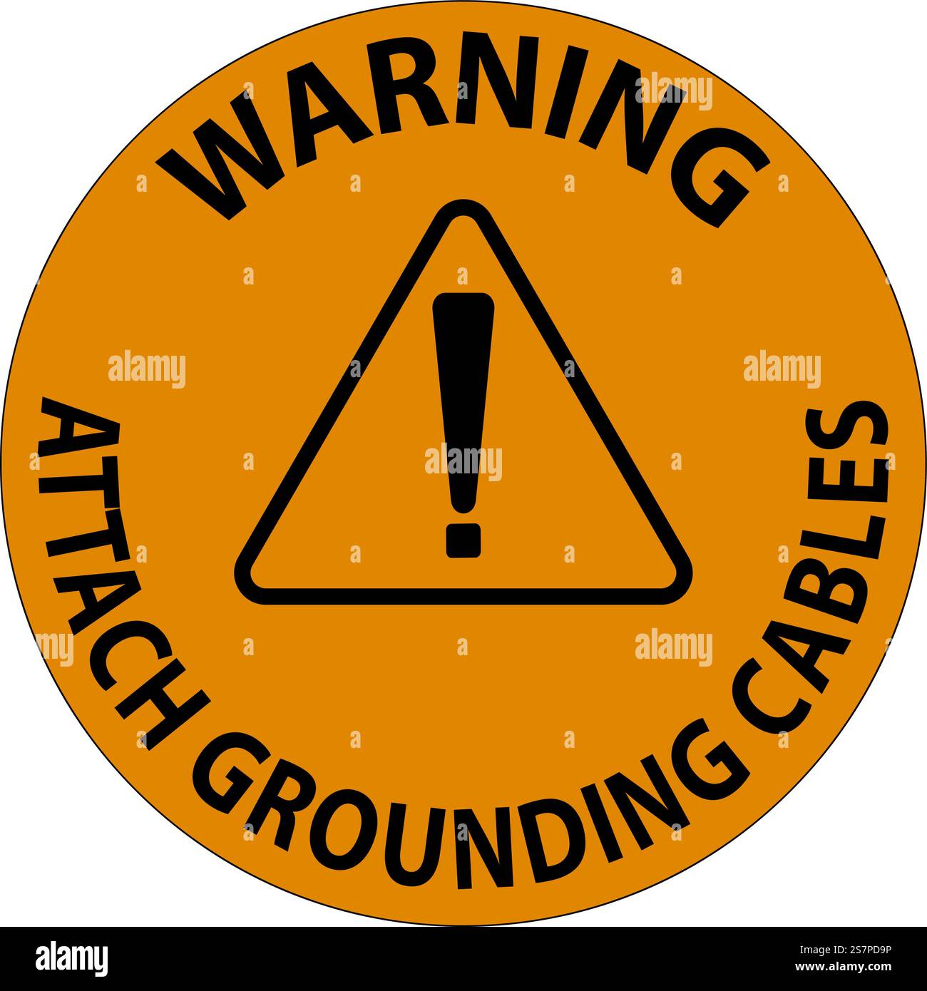 Warning Sign Attach Grounding Cables Stock Vector Image & Art - Alamy