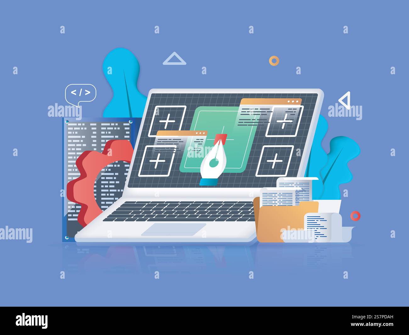 Web development concept 3D illustration. Icon composition with creation ...