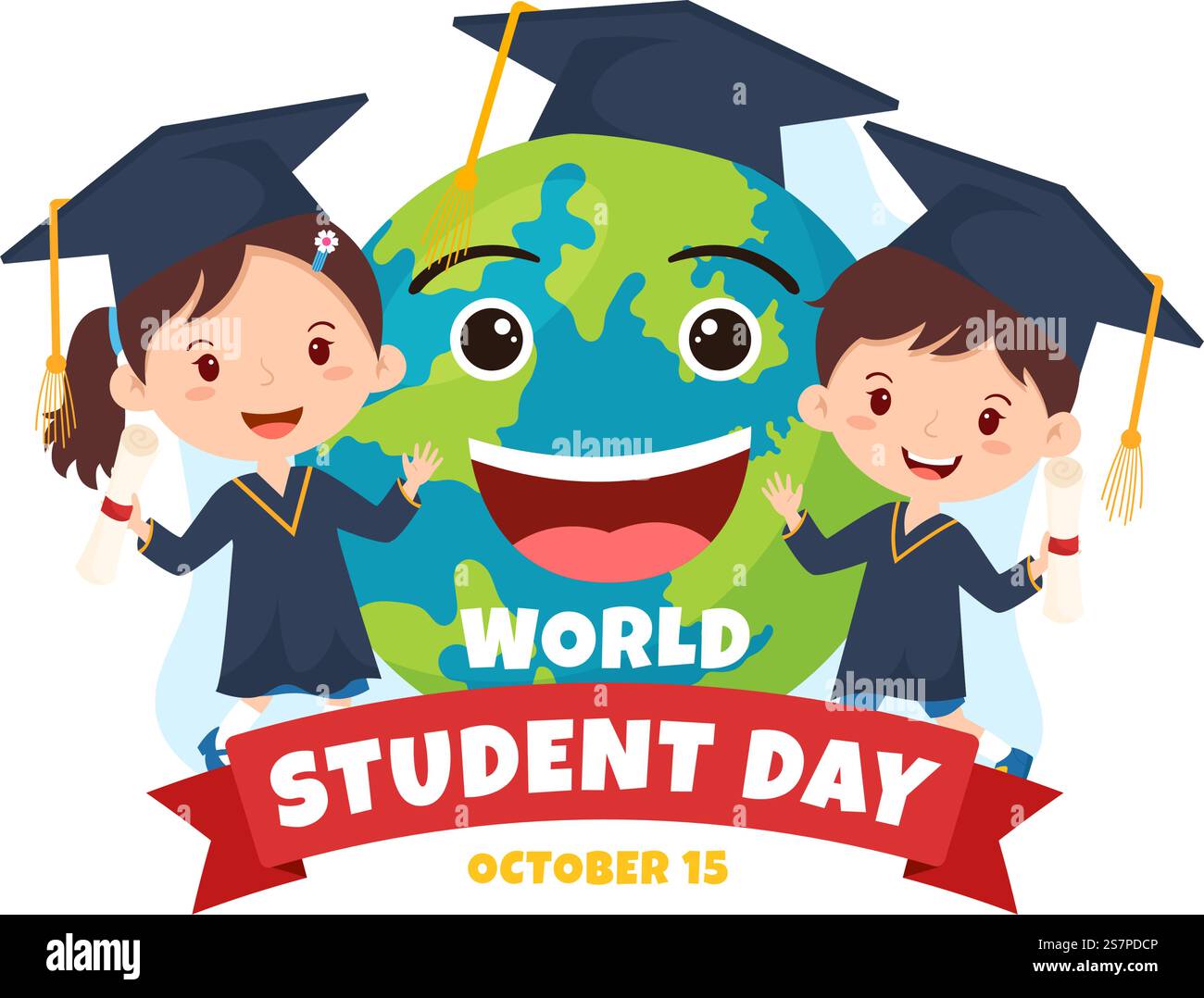 World Students Day Vector Illustration on October 15 with Student, Book ...