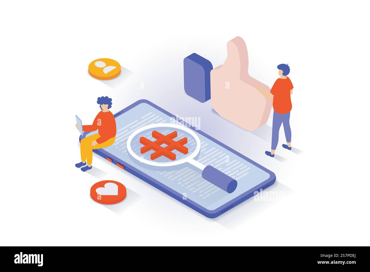 Social media concept in 3d isometric design people networking hi-res ...