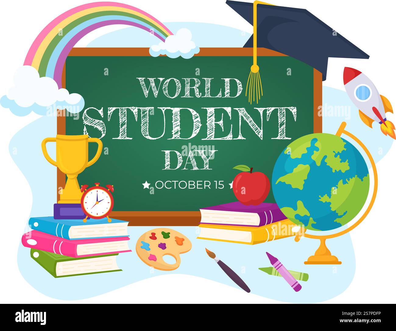 World Students Day Vector Illustration on October 15 with Student, Book ...