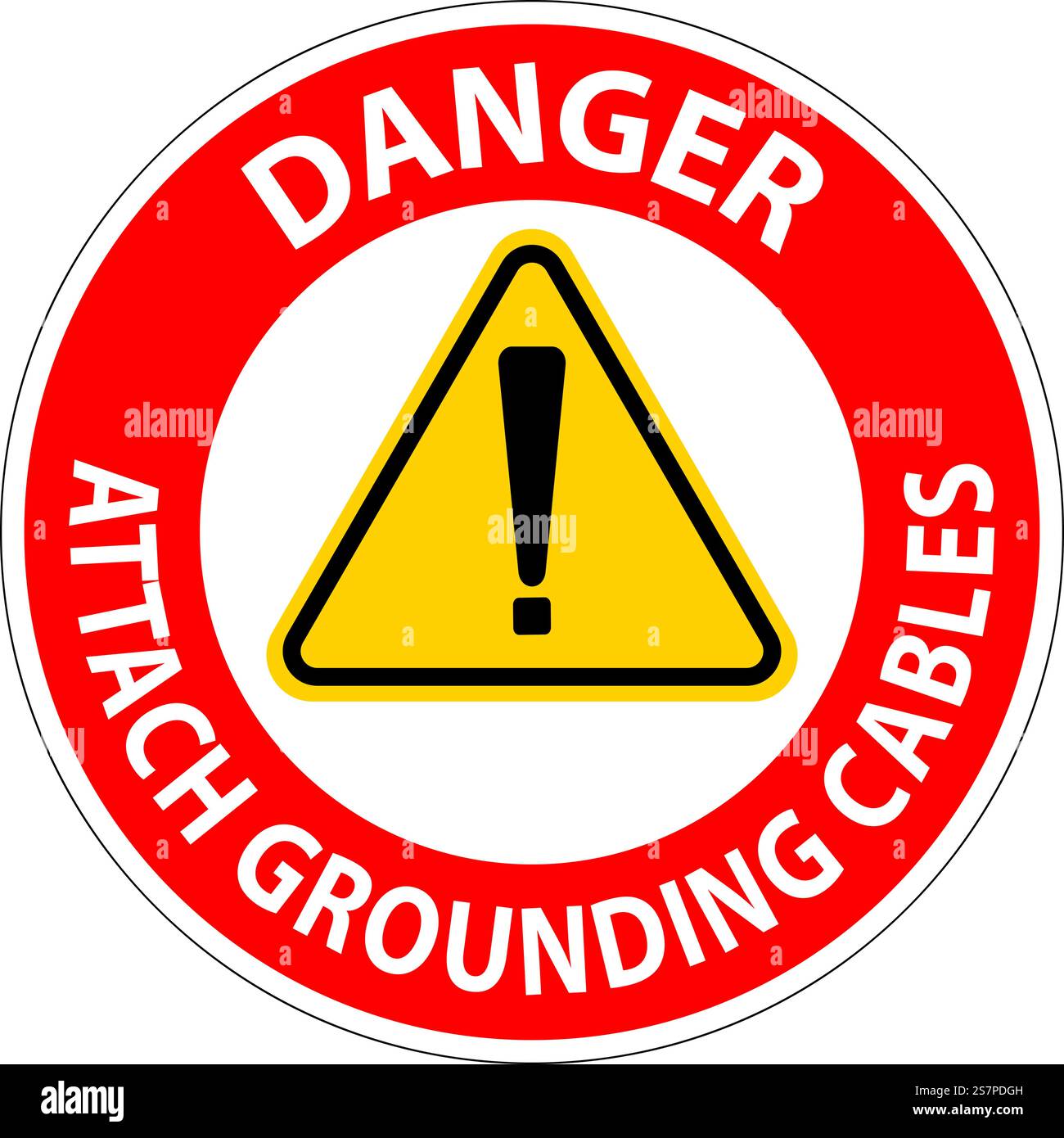 Danger Sign Attach Grounding Cables Stock Vector Image & Art - Alamy