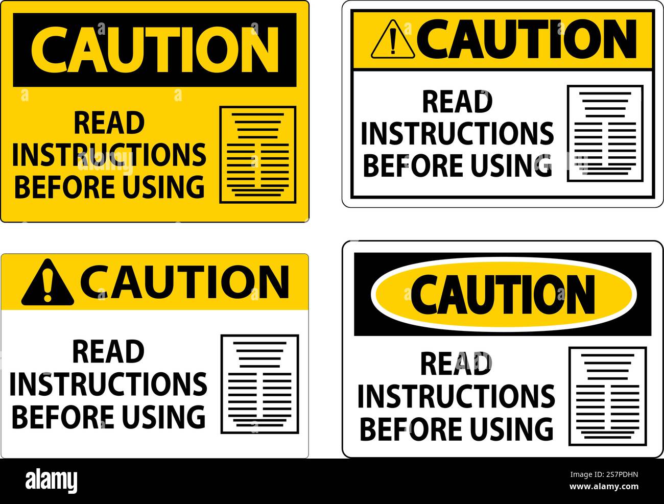 Caution Machine Sign Read Instructions Before Using Stock Vector Image ...