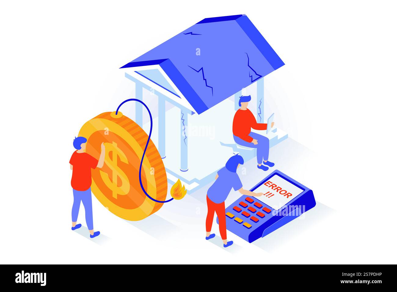 Unemployment and crisis concept in 3d isometric design. People losses ...