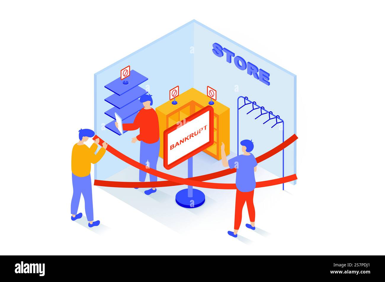 Unemployment and crisis concept in 3d isometric design. People have ...