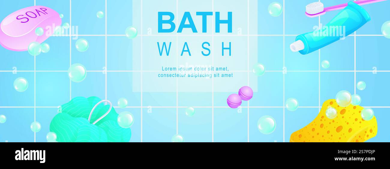 Bath wash horizontal web banner bubbles foam hi-res stock photography ...
