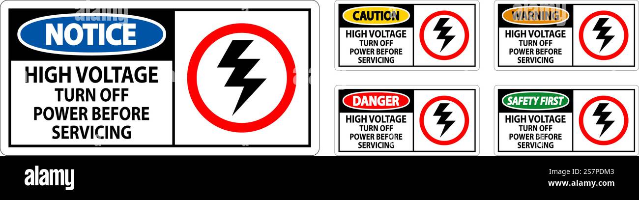 Danger Sign High Voltage - Turn Off Power Before Servicing Stock Vector ...