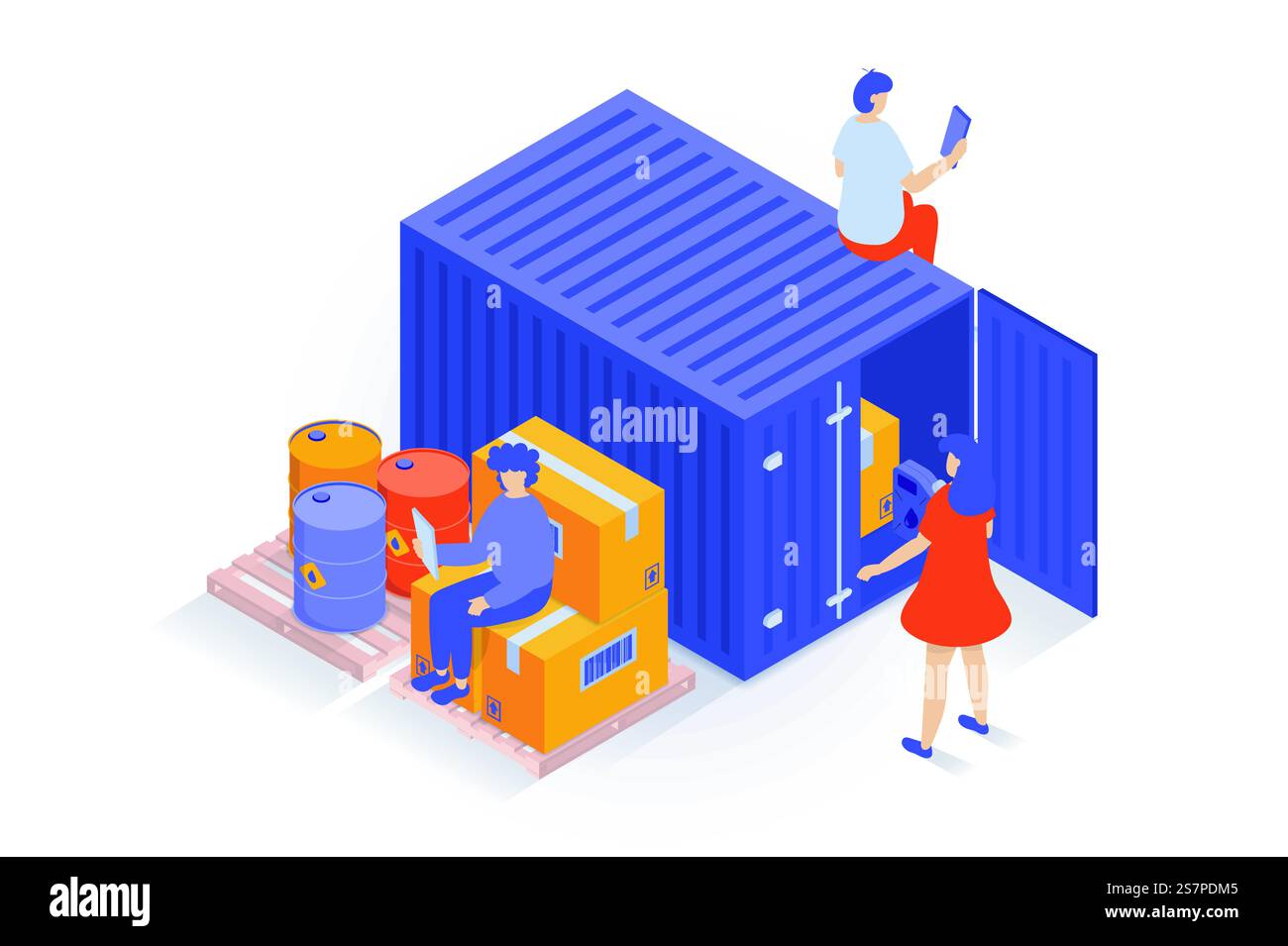 Transportation and logistics concept in 3d isometric design. People ...