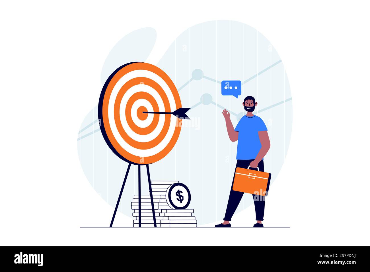 Business target web concept with character scene man hits aim hi-res ...