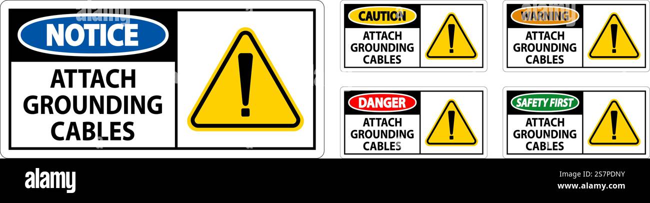 Caution Sign Attach Grounding Cables Stock Vector Image & Art - Alamy