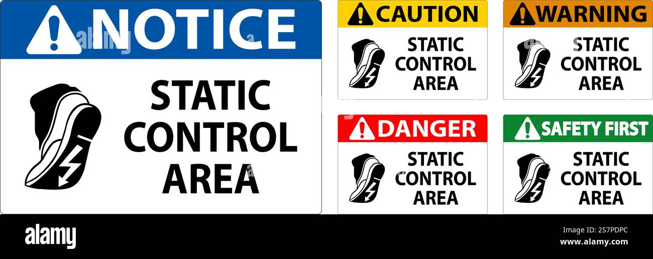 Caution Sign Static Control Area Stock Vector Image & Art - Alamy