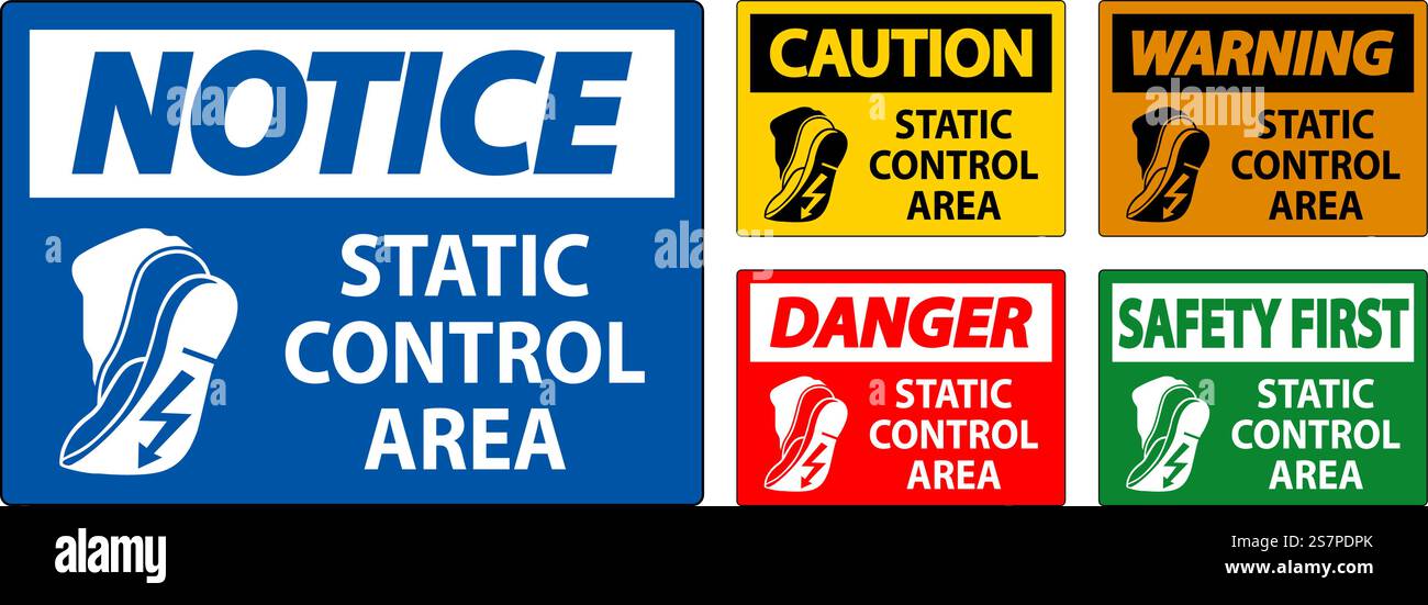 Caution Sign Static Control Area Stock Vector Image & Art - Alamy