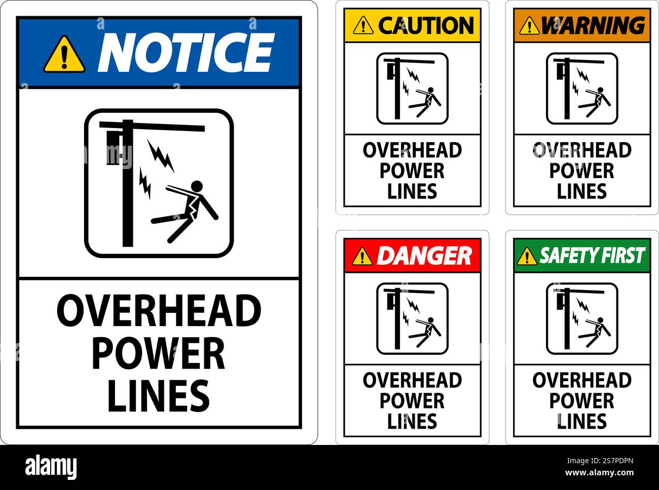 Danger Sign Overhead Power Lines Stock Vector Image & Art - Alamy