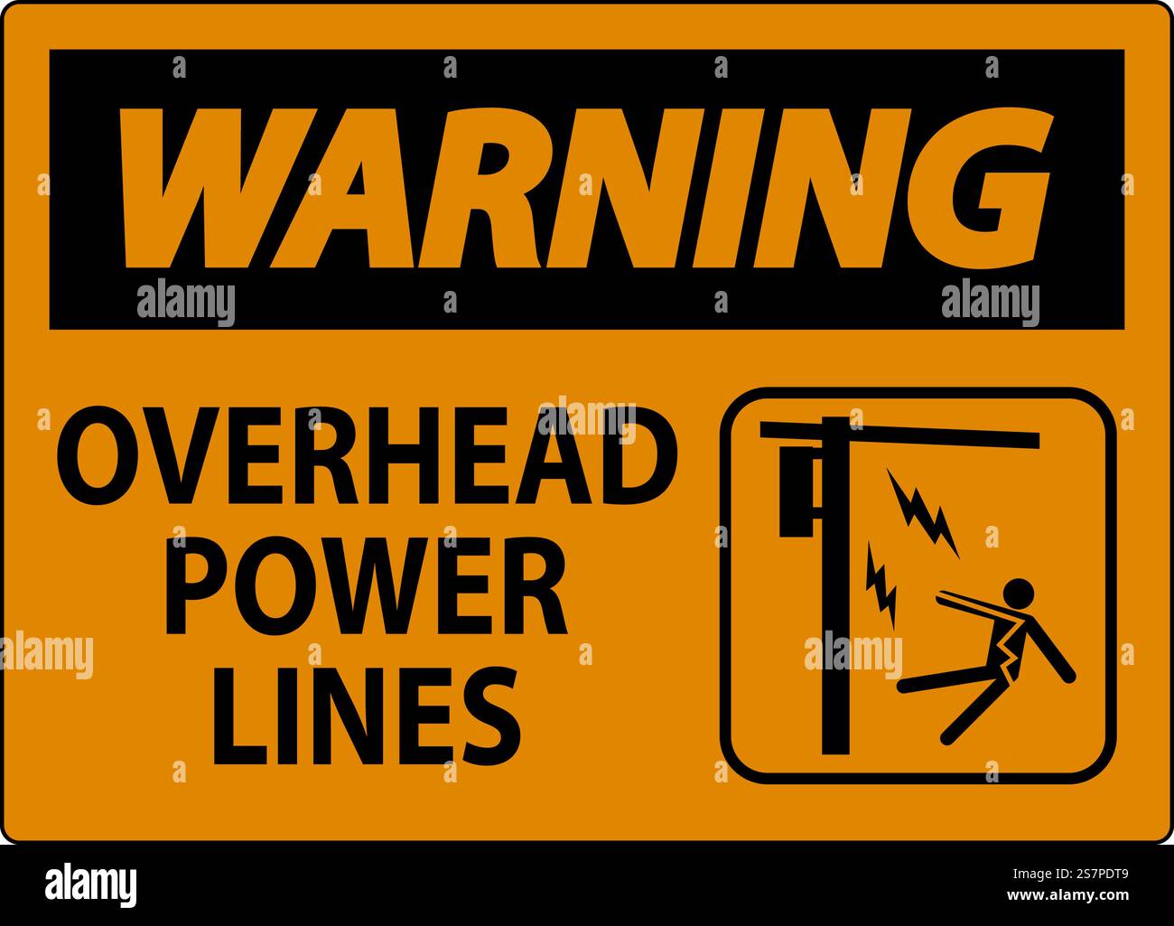 Warning Sign Overhead Power Lines Stock Vector Image & Art - Alamy