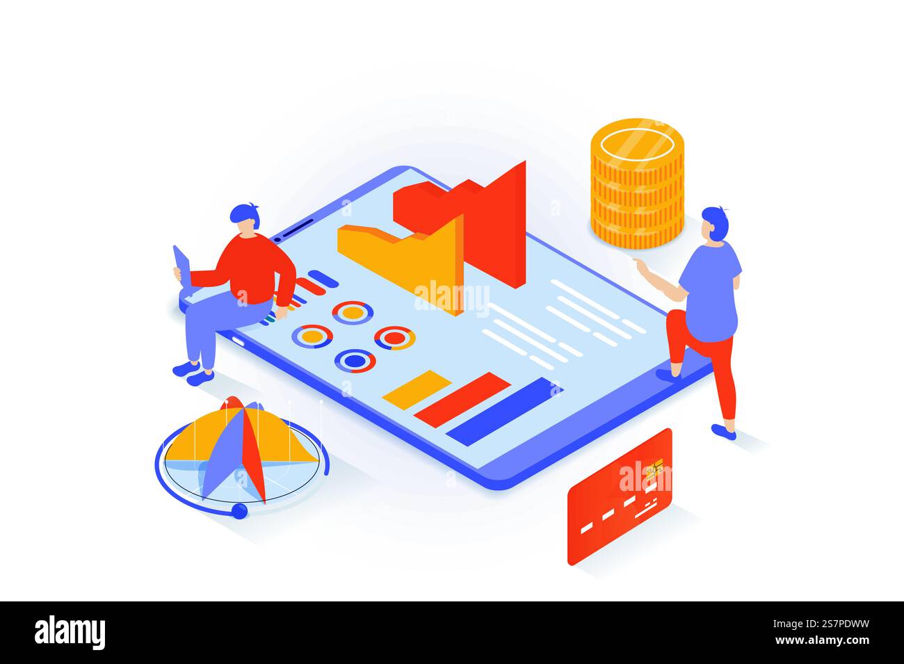 Business and marketing concept in 3d isometric design. People ...