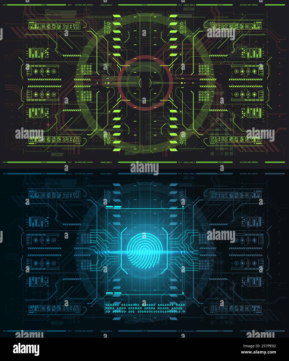 Biometric id with Futuristic HUD Interface. Fingerprint Scanning Technology Concept Illustration ...